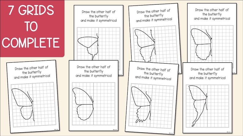Symmetry Drawing of Butterflies, Art and Math Worksheets, Butterfly ...