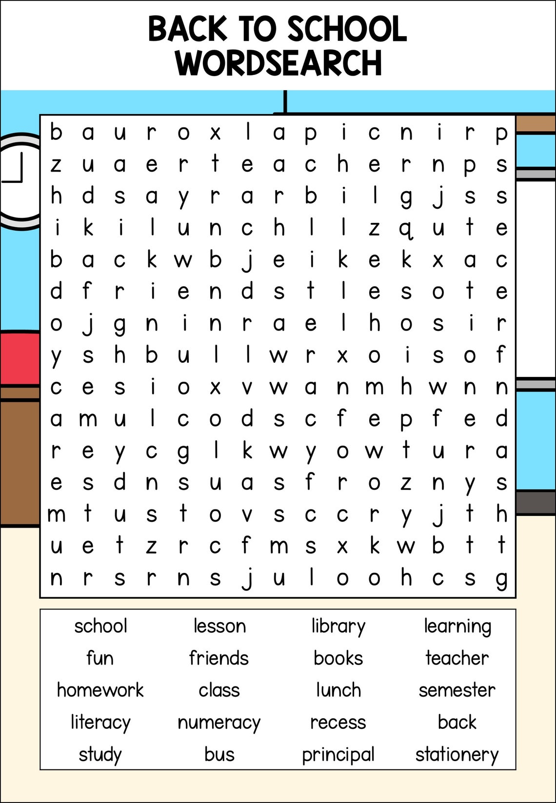 Back to School Activities, Word Search, Crossword, Coloring Page, New ...