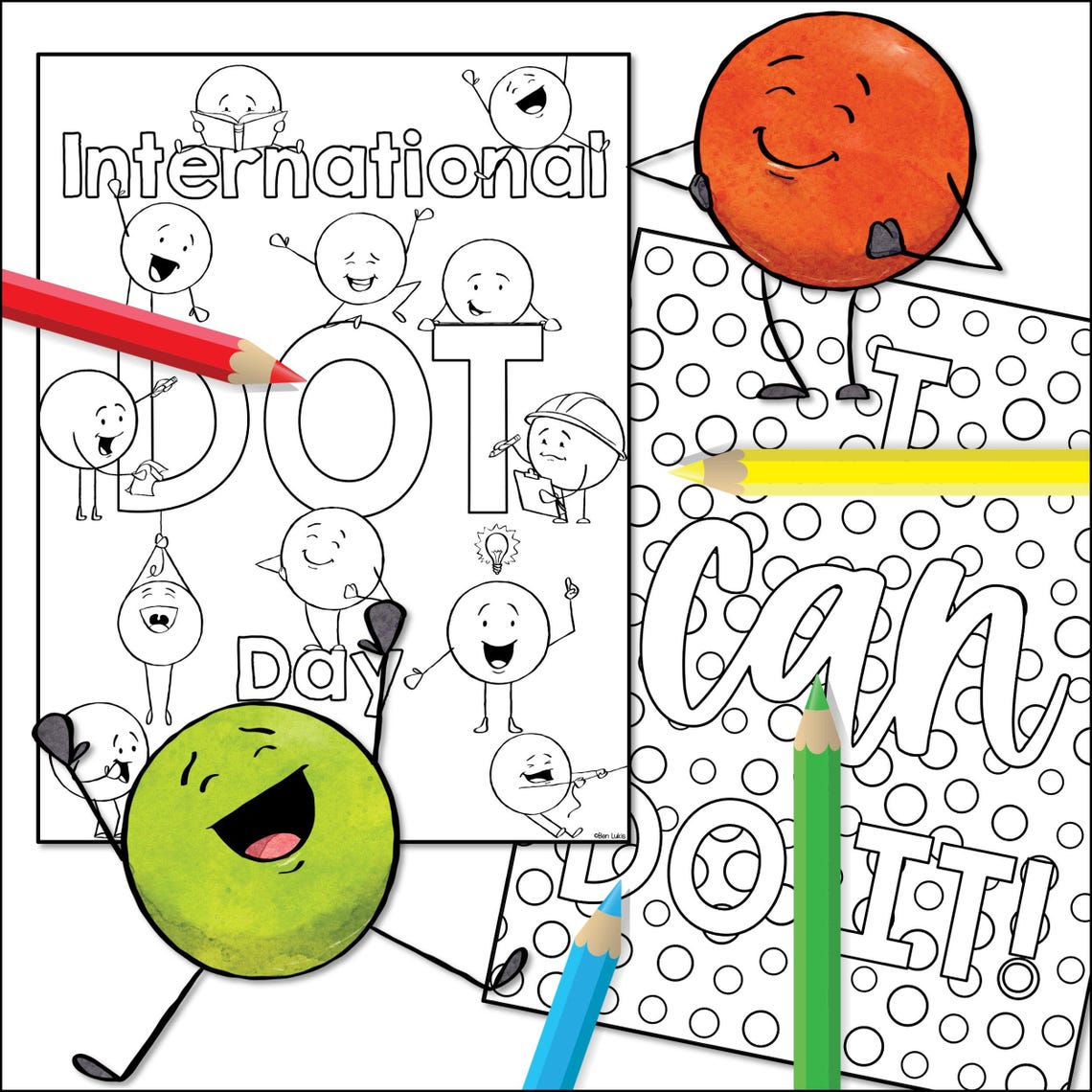 International Dot Day Coloring Pages, Printable Activity for Kids, Fun ...