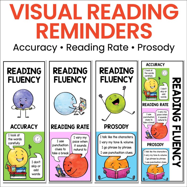 Reading Fluency Bookmarks for Kids | Printable Reading Strategy Visual ...