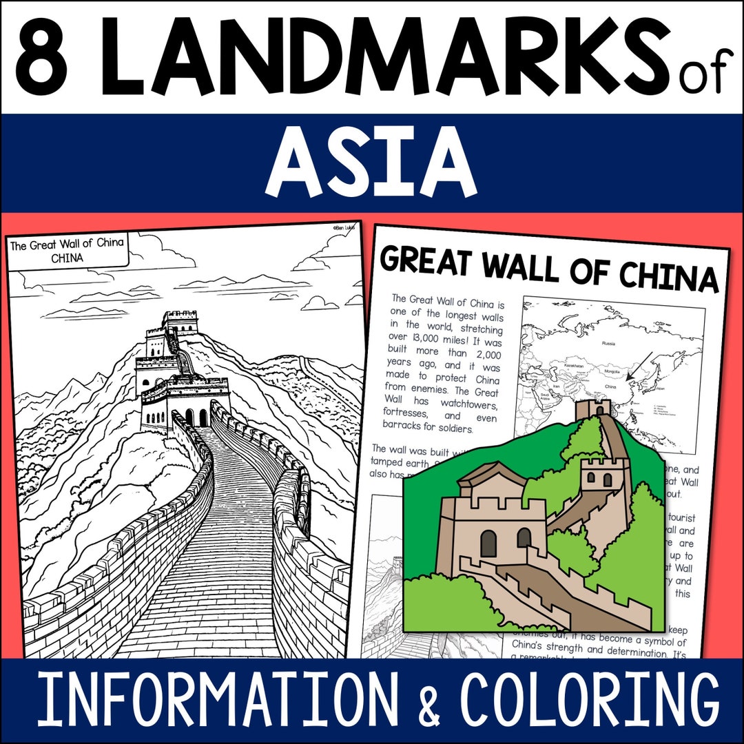 Landmarks of Asia Geography Facts Information & Coloring - Etsy