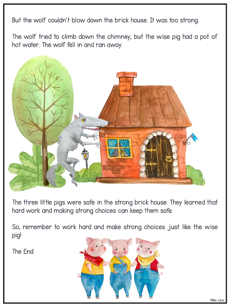 Three Little Pigs Reading Passages, Fairy Tale to Read, Differentiated ...