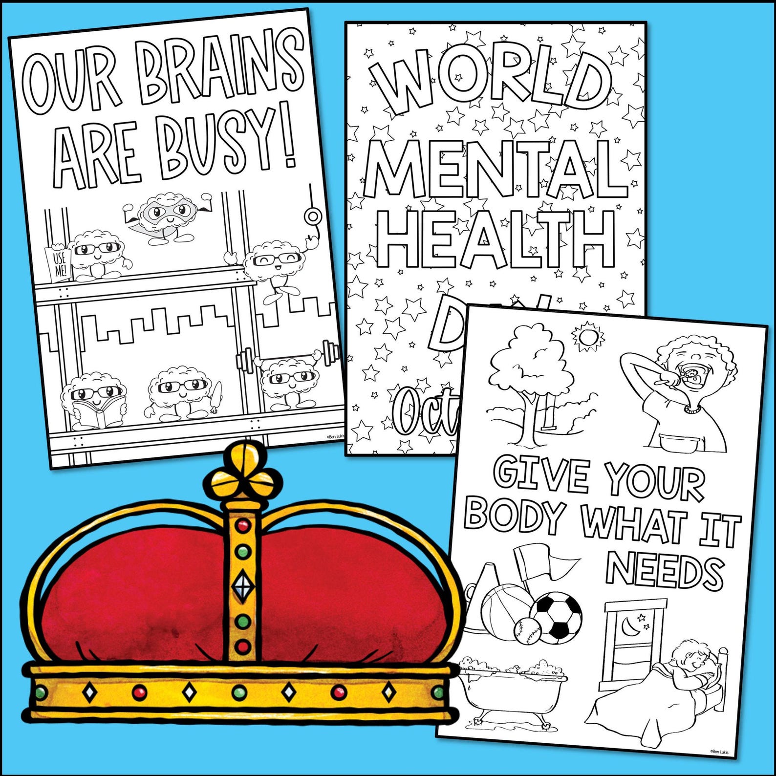 World Mental Health Day Coloring Pages, Digital Download, Self Care ...