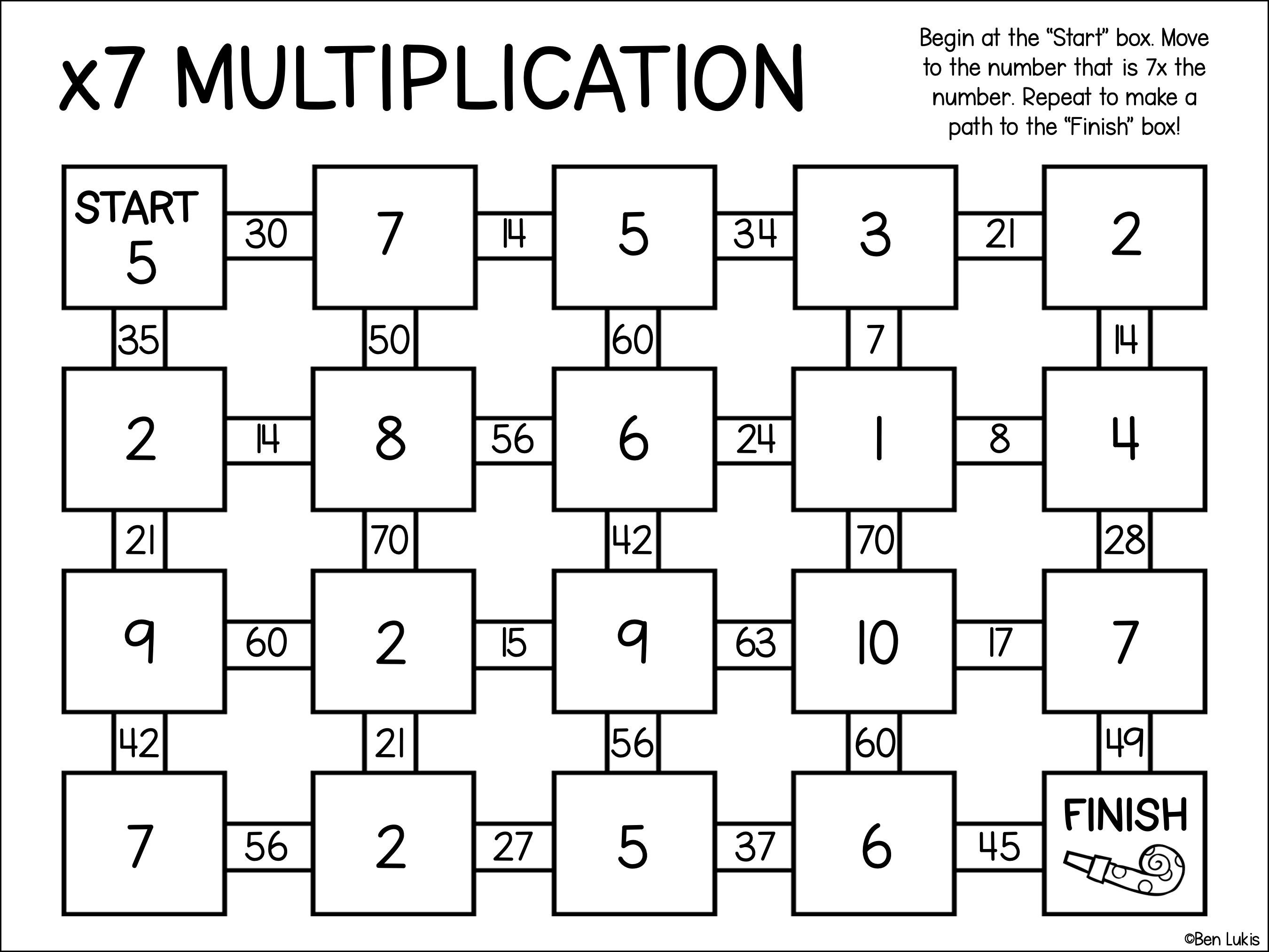 Multiplication Fact Mazes, Times Tables Math Activities for Kids ...