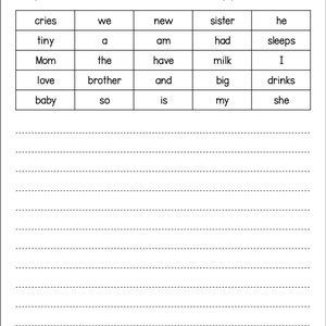 Building Sentences Using Words, Writing Sentences About Family ...