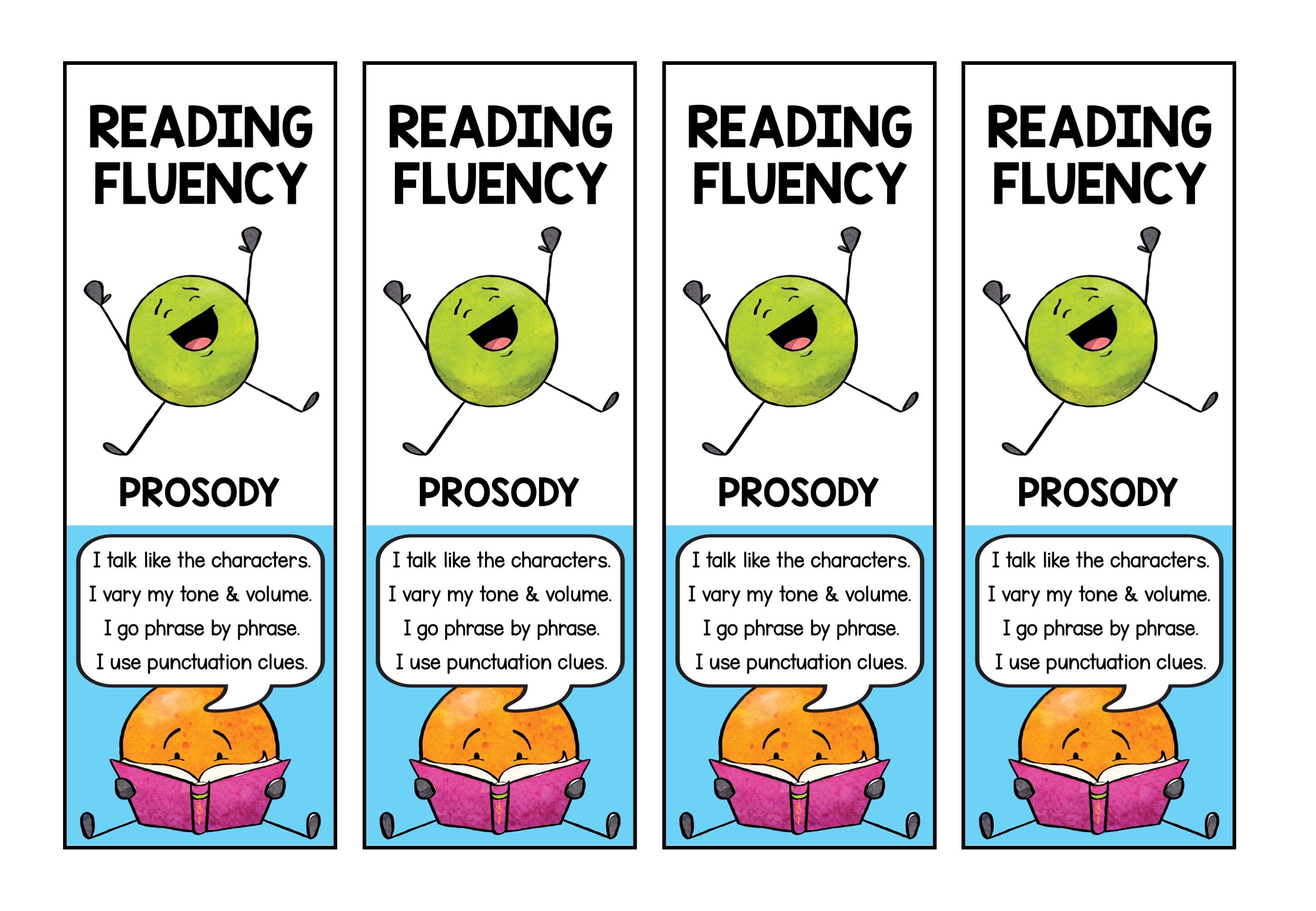 Reading Fluency Bookmarks for Kids, Printable Homeschool & Home Reading ...