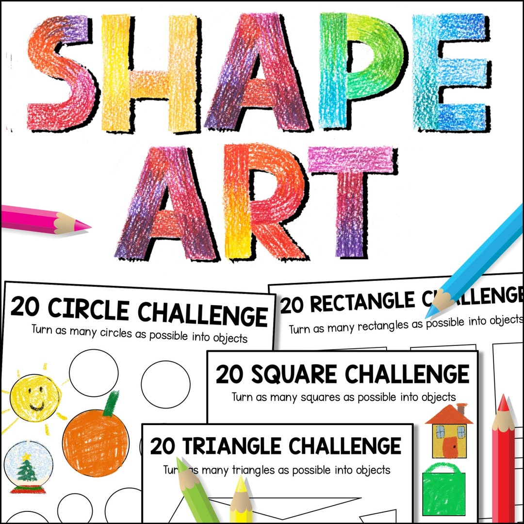 Kids Shape Art Challenge Digital Download, Creative Drawing Prompts for ...