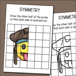 Pirate Symmetry Art and Math Worksheets, Pirate Drawing Geometry ...