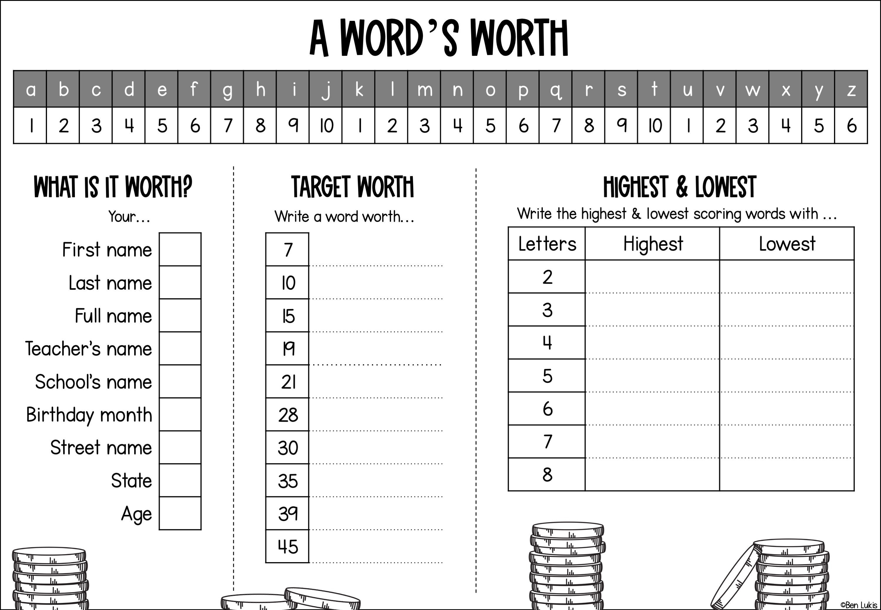Addition Fun Math Activity Challenges, Calculate the Value of Words ...