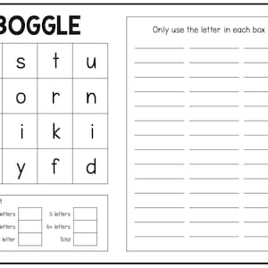 Boggle Word Game Printable Pages, Printable Word Puzzle Pages and ...