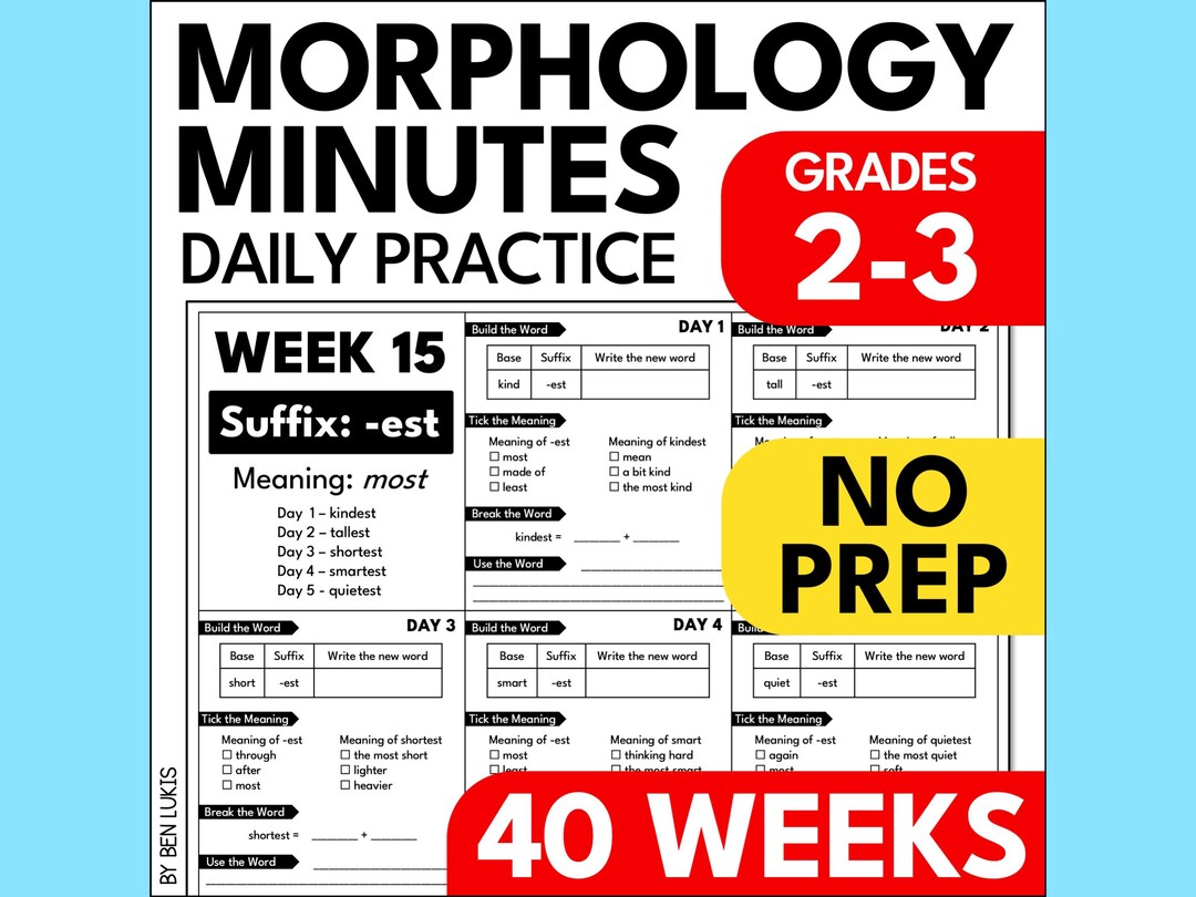 Daily Morphology Worksheets, 2nd 3rd Grade Prefix & Suffix Practice ...