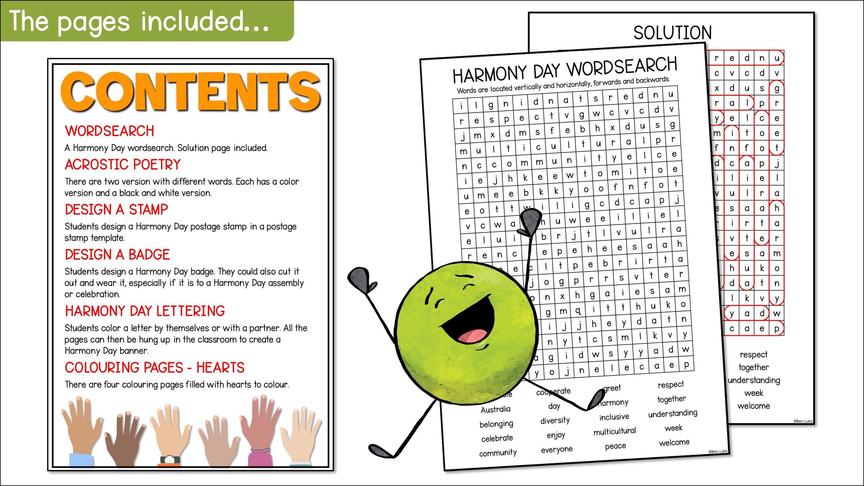 Harmony Day Activity Sheets, Cultural Inclusion (printable PDF) - Etsy