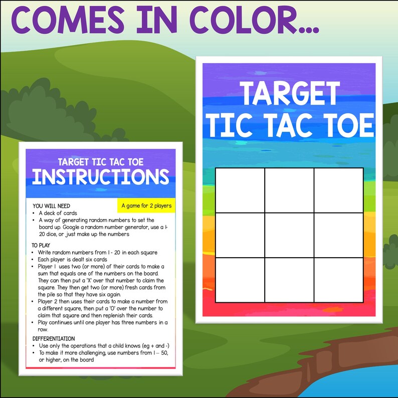 Four Operations Math Game, Tic Tac Toe Math Practice, Number Fact ...