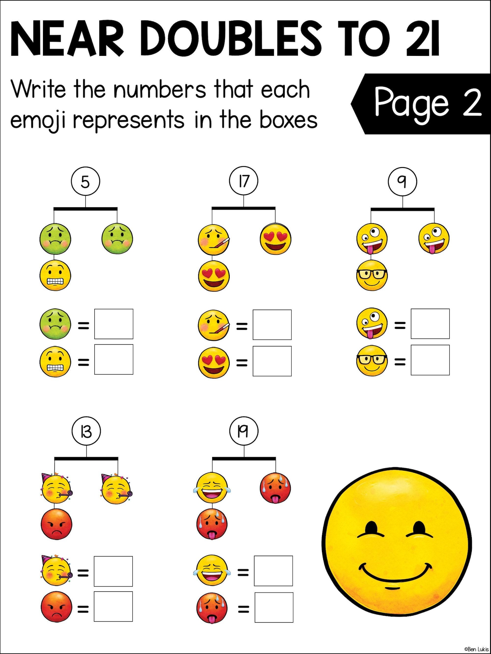 Near Doubles Math Facts Worksheets, Early Algebra Math Mobiles ...