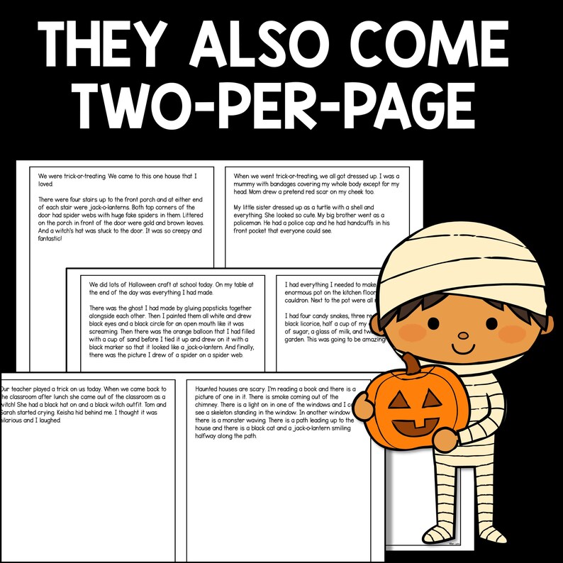 Halloween Reading Comprehension Passages to Illustrate, Read and ...