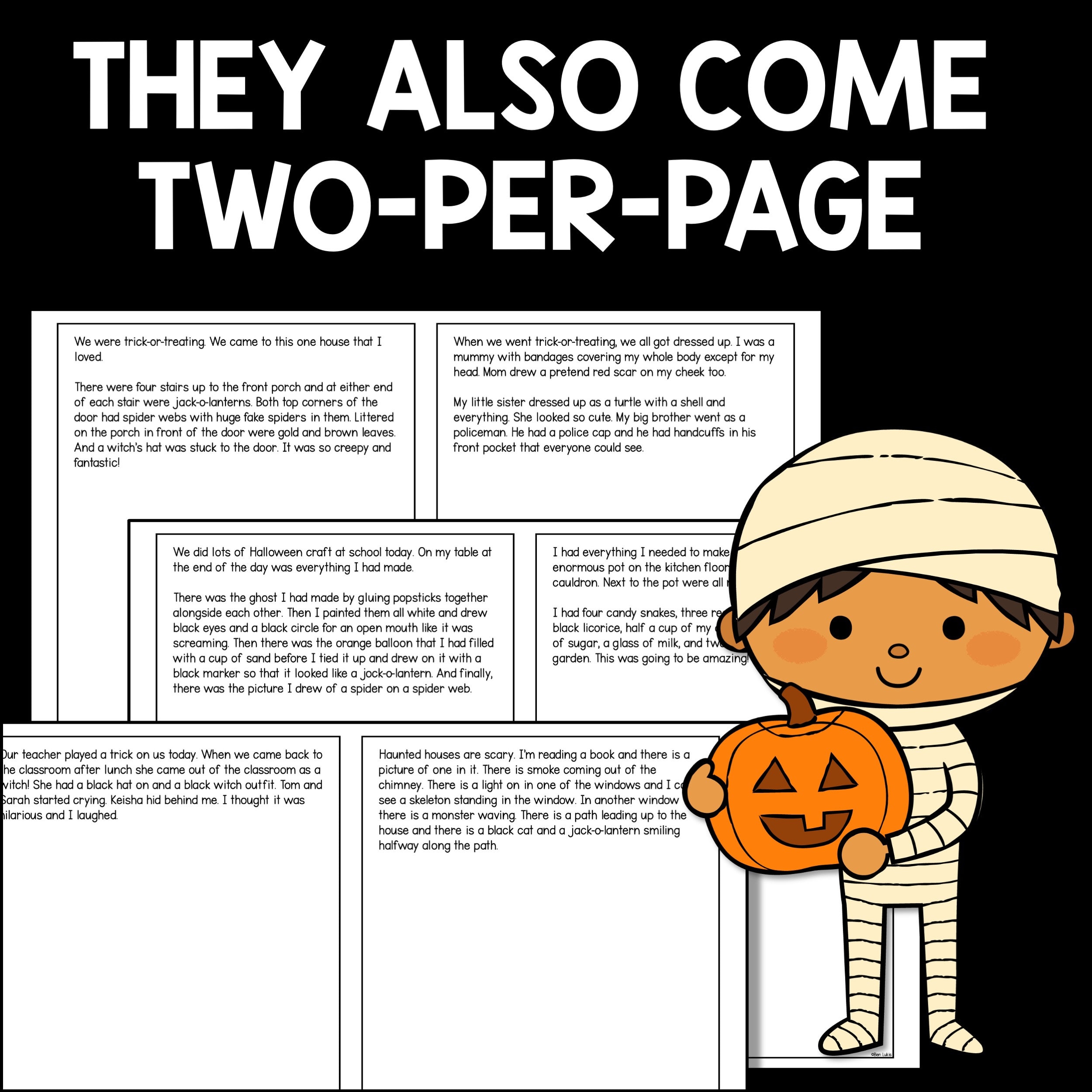 Halloween Reading Comprehension Passages to Illustrate, Read and ...