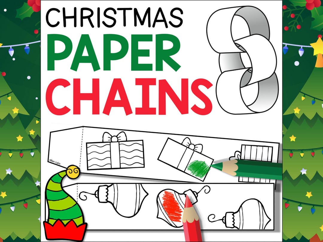 Christmas Paper Chain Craft, Christmas Coloring, Xmas Decor ...