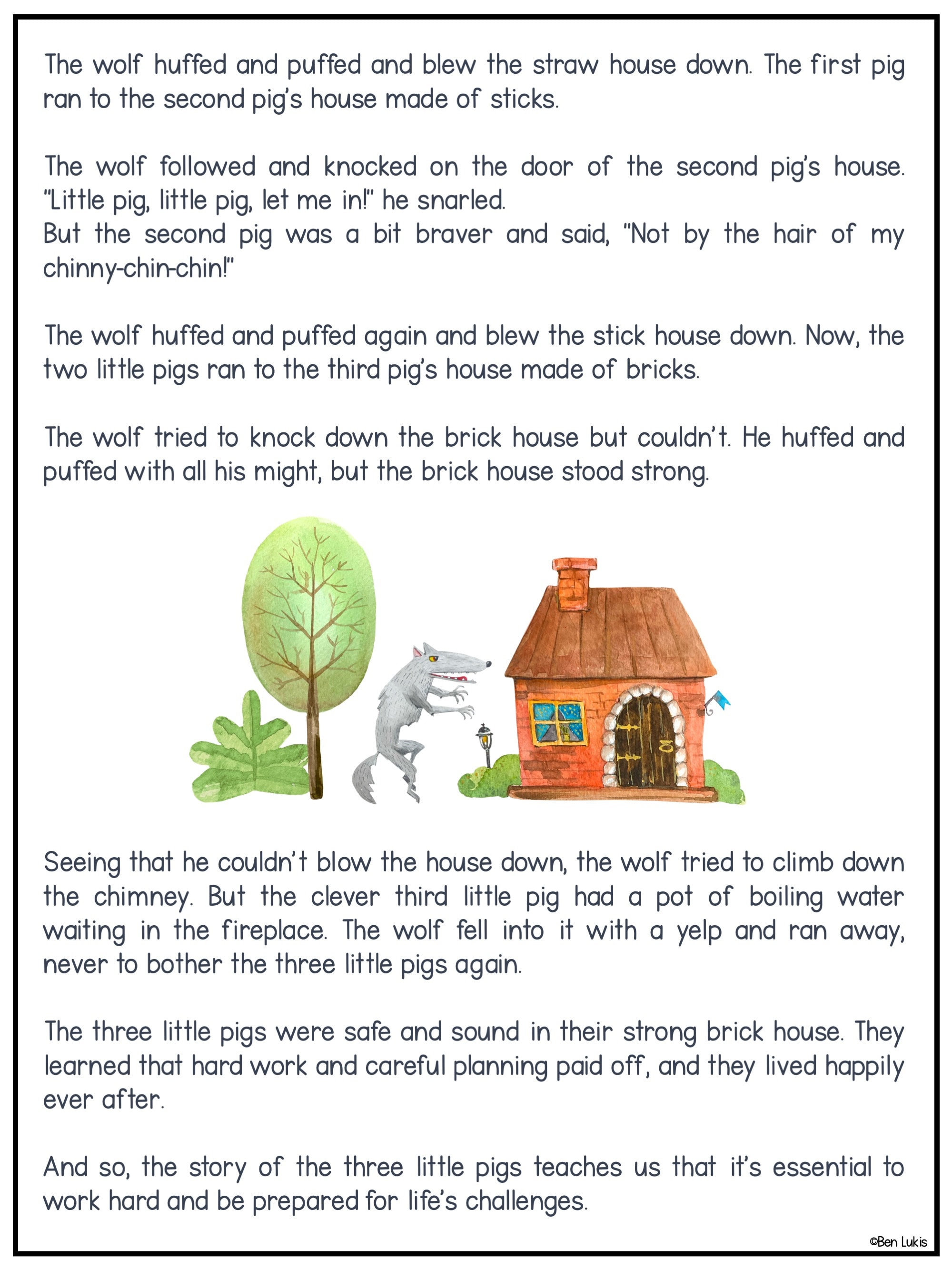 Three Little Pigs Reading Passages, Fairy Tale to Read, Differentiated ...