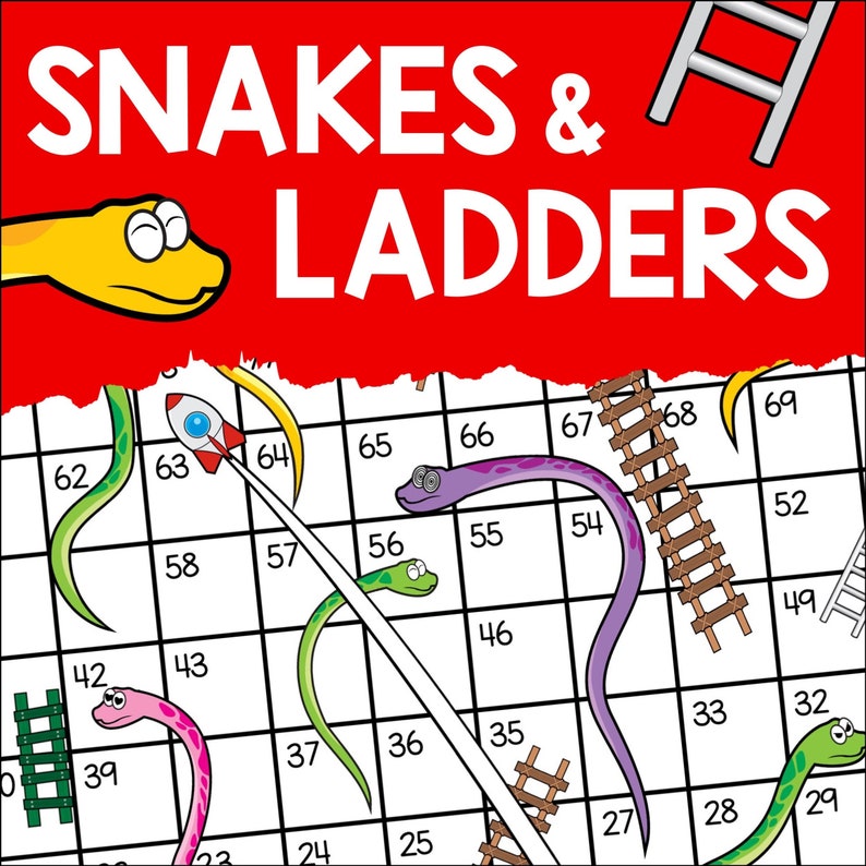 Printable Snakes and Ladders Game, Family Board Game Night, Kids ...