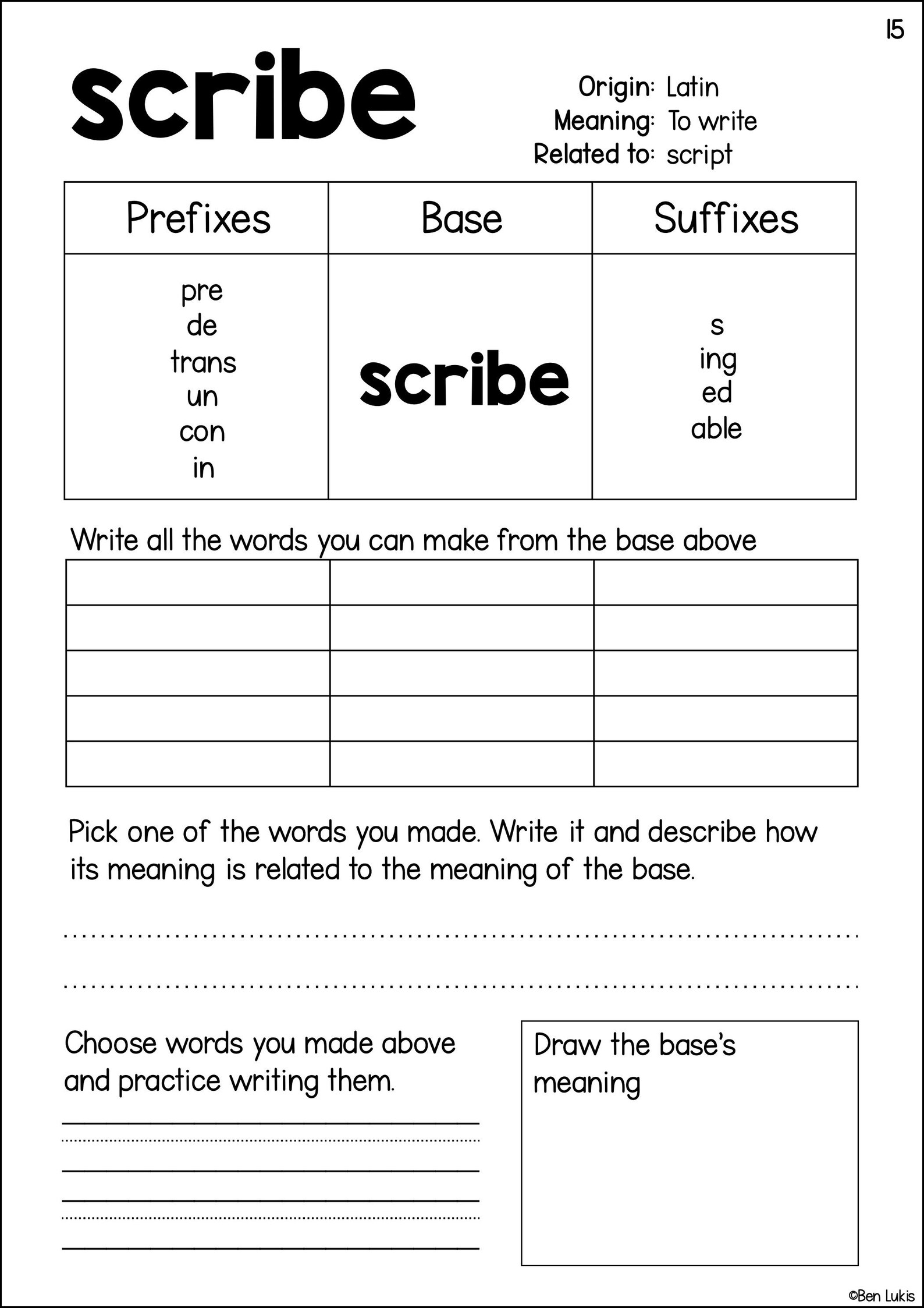 Making Words With Word Bases, Prefixes and Suffixes, Word Study ...