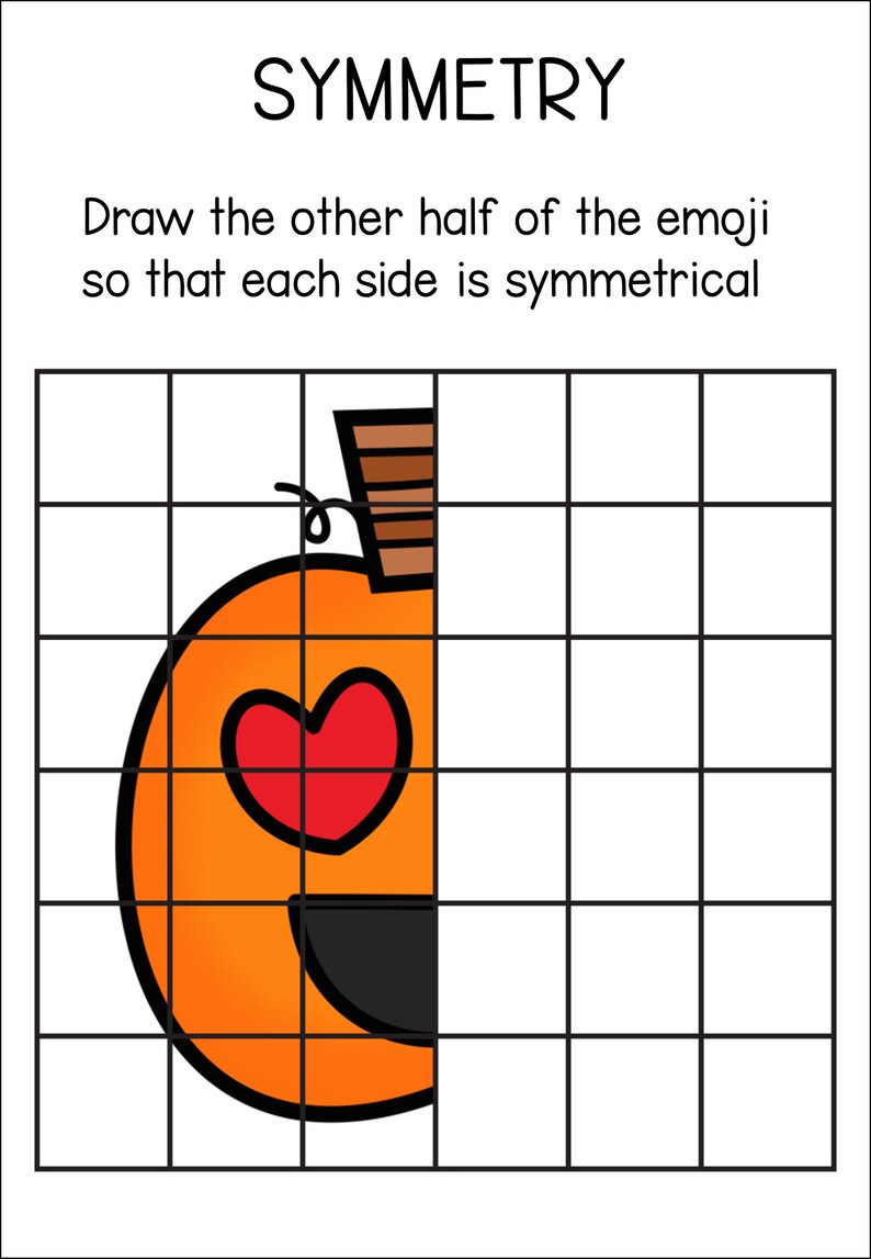 Symmetry Drawing Math Worksheets, Halloween Activities for Symmetry Art ...