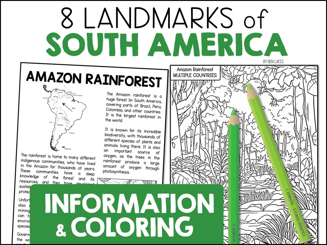 Landmarks of South America, Geography Facts Information & Coloring ...
