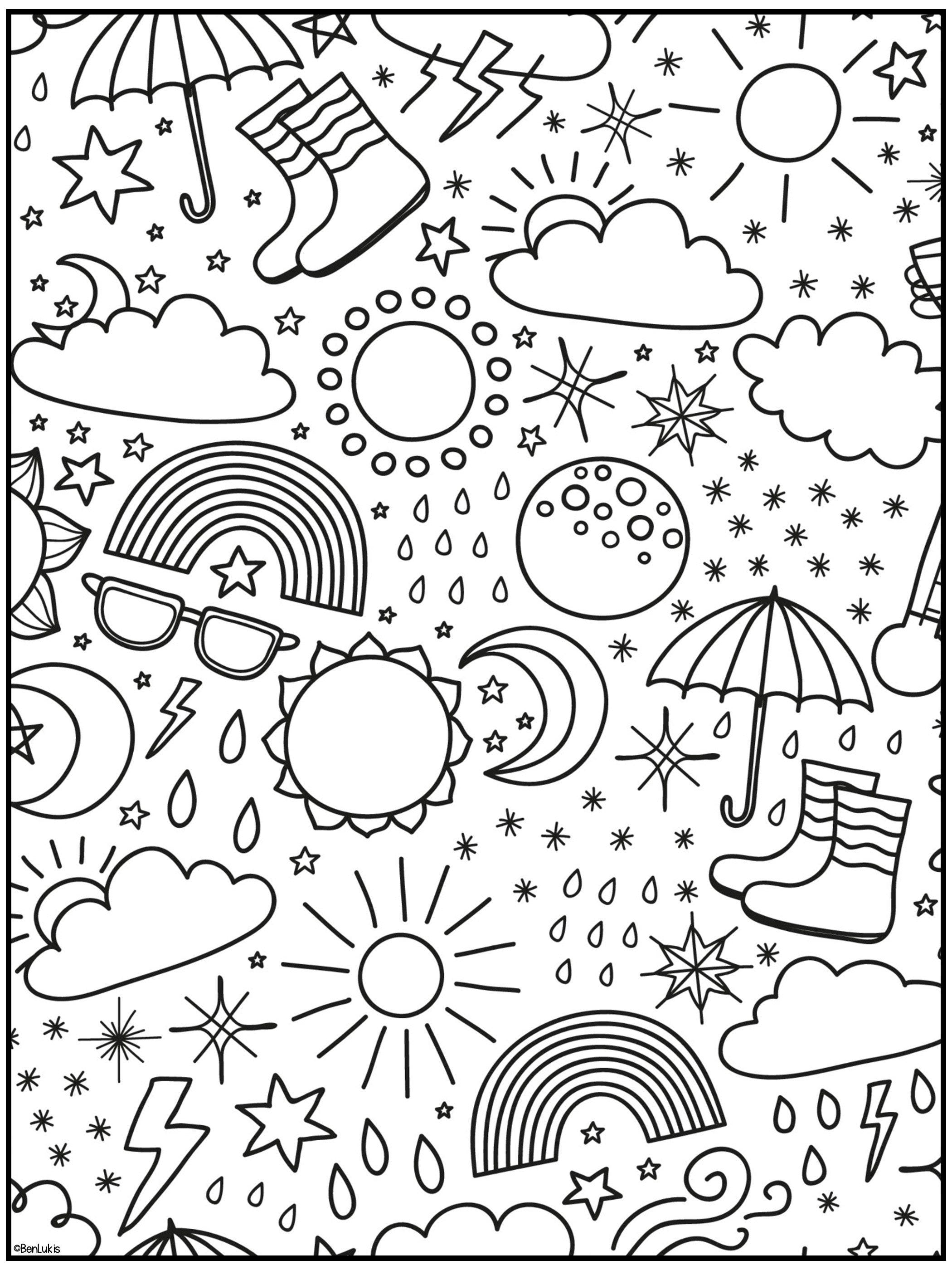 Weather Coloring Pages, Printable PDF Weather Coloring Sheets for Kids ...