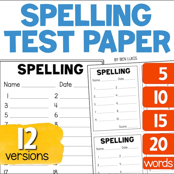Spelling Worksheets Pdf Printable - Etsy
