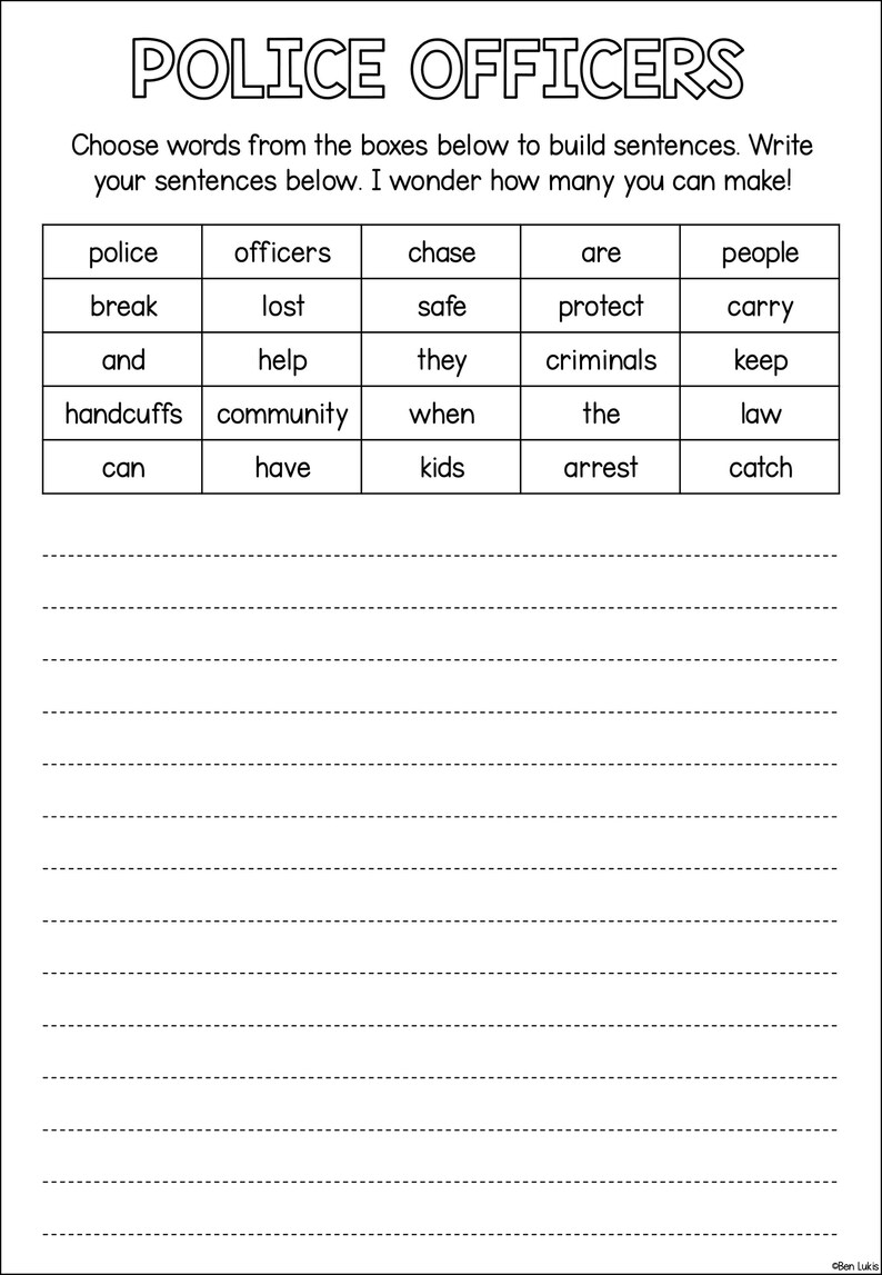 Building Complete Sentences With Words, Writing Sentences About ...