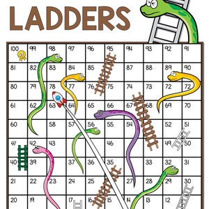 Printable Snakes and Ladders Game, Family Board Game Night, Kids ...
