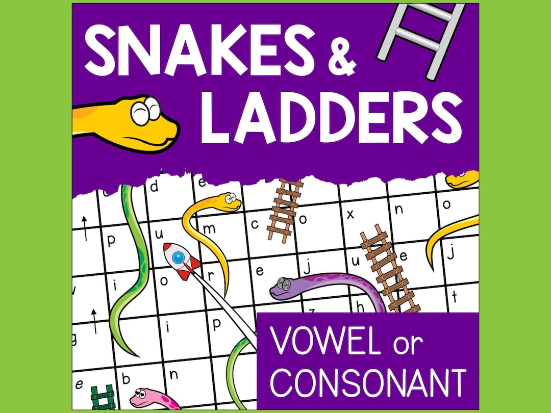 Snakes and Ladders Game, Vowel Consonant Learning (digital Download) - Etsy