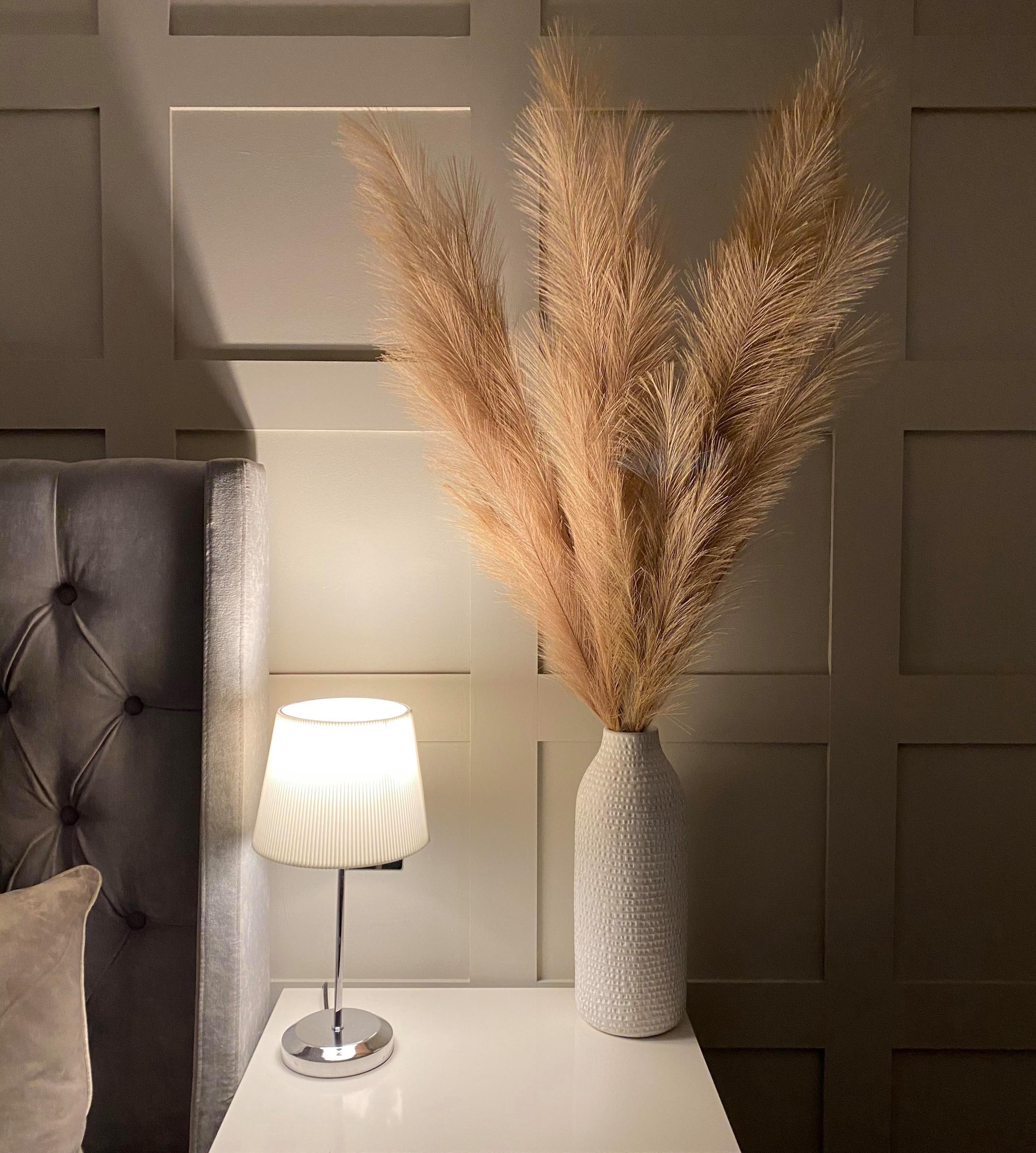 X3 STEMS 115cm Extra Large Tall Fluff BROWN Fake Faux Artificial Pampas ...