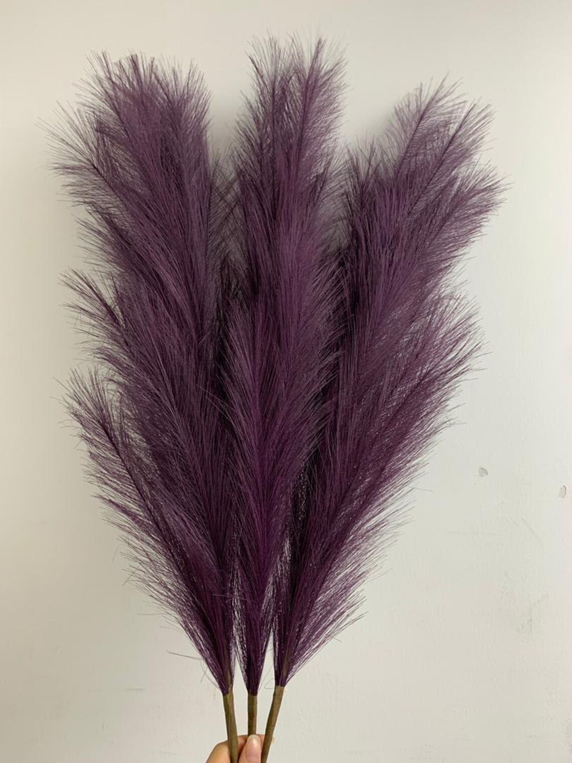 X3 STEMS 115cm Extra Large Tall Fluffy DARK PURPLE Fake Faux Artificial ...