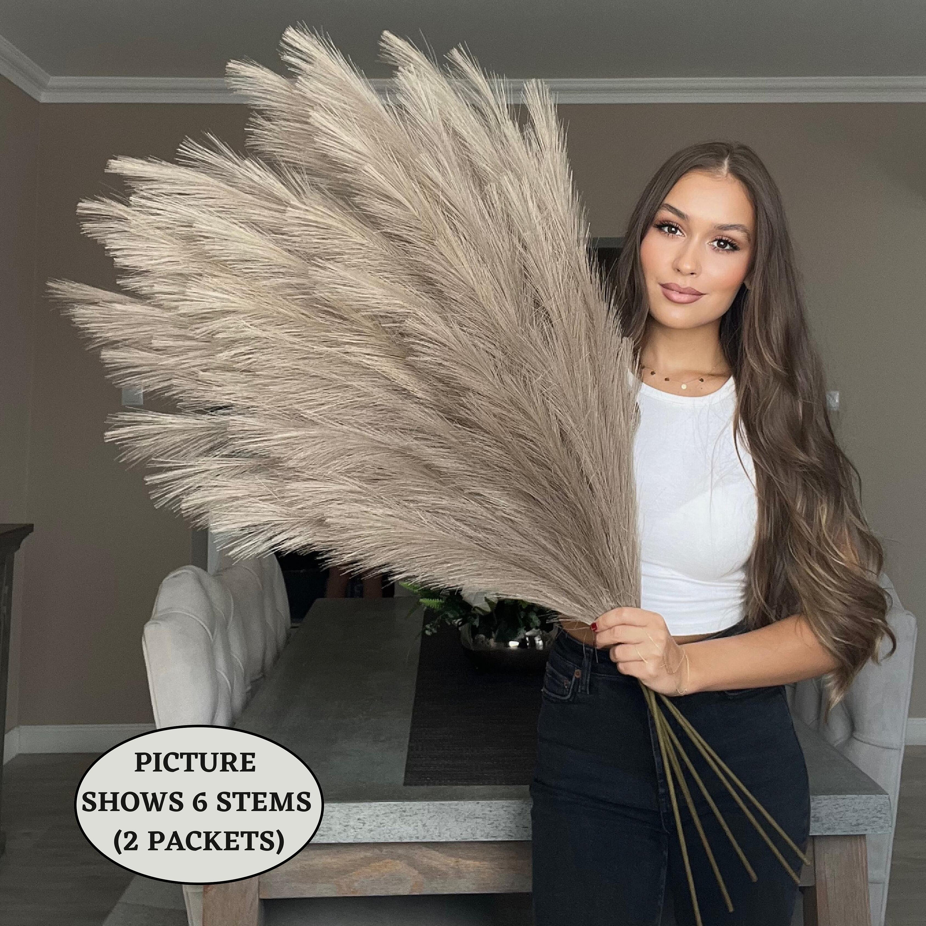 X3 STEMS 115cm Extra Large Tall Fluffy TAUPE Fake Faux Artificial ...