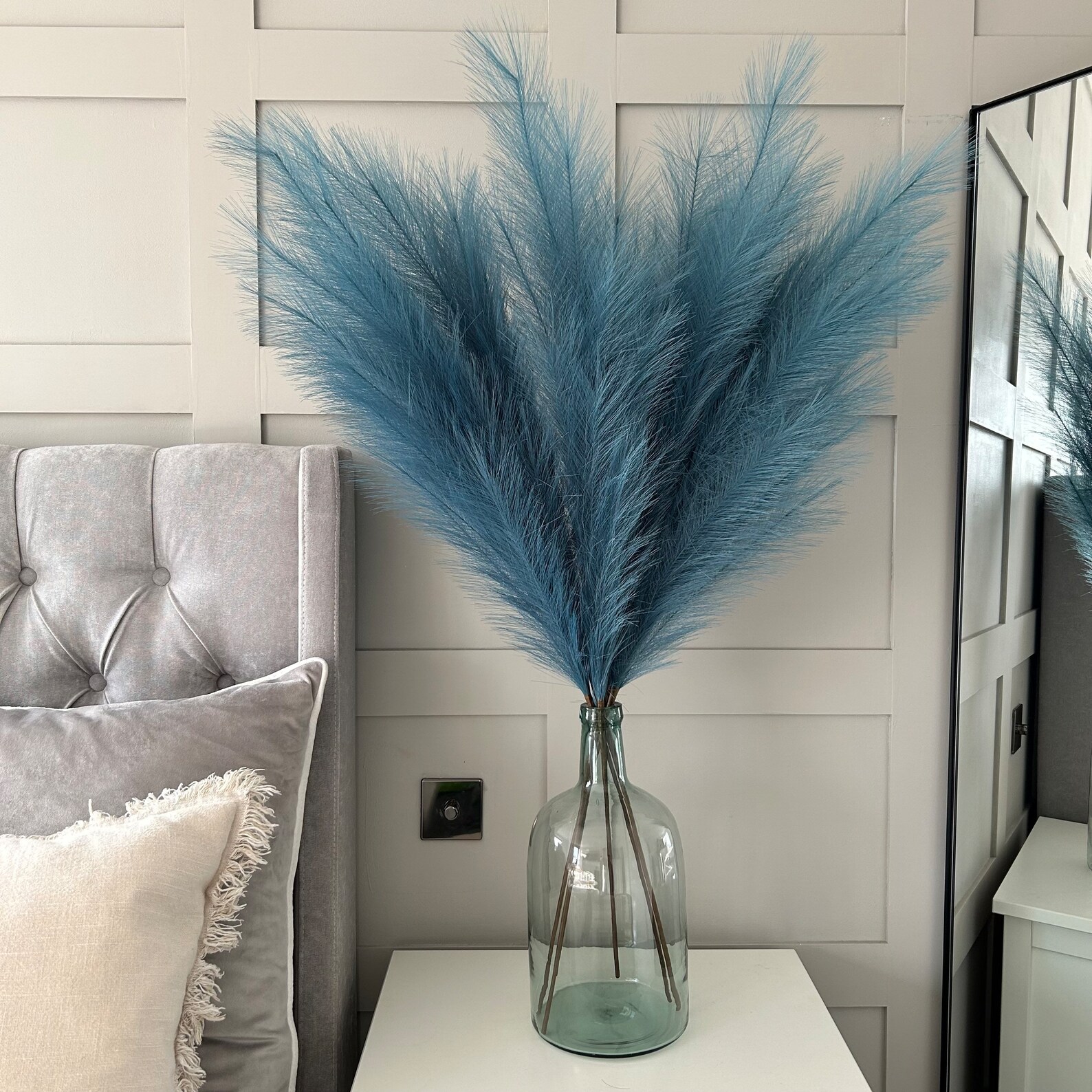 X6 STEMS 115cm Extra Large Tall Fluffy NEW BLUE Fake Faux Artificial ...