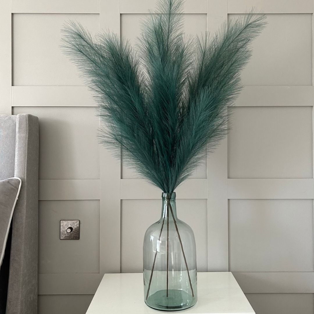 X3 STEMS 115cm Extra Large Tall Fluffy LAKE GREEN Fake Faux Artificial ...