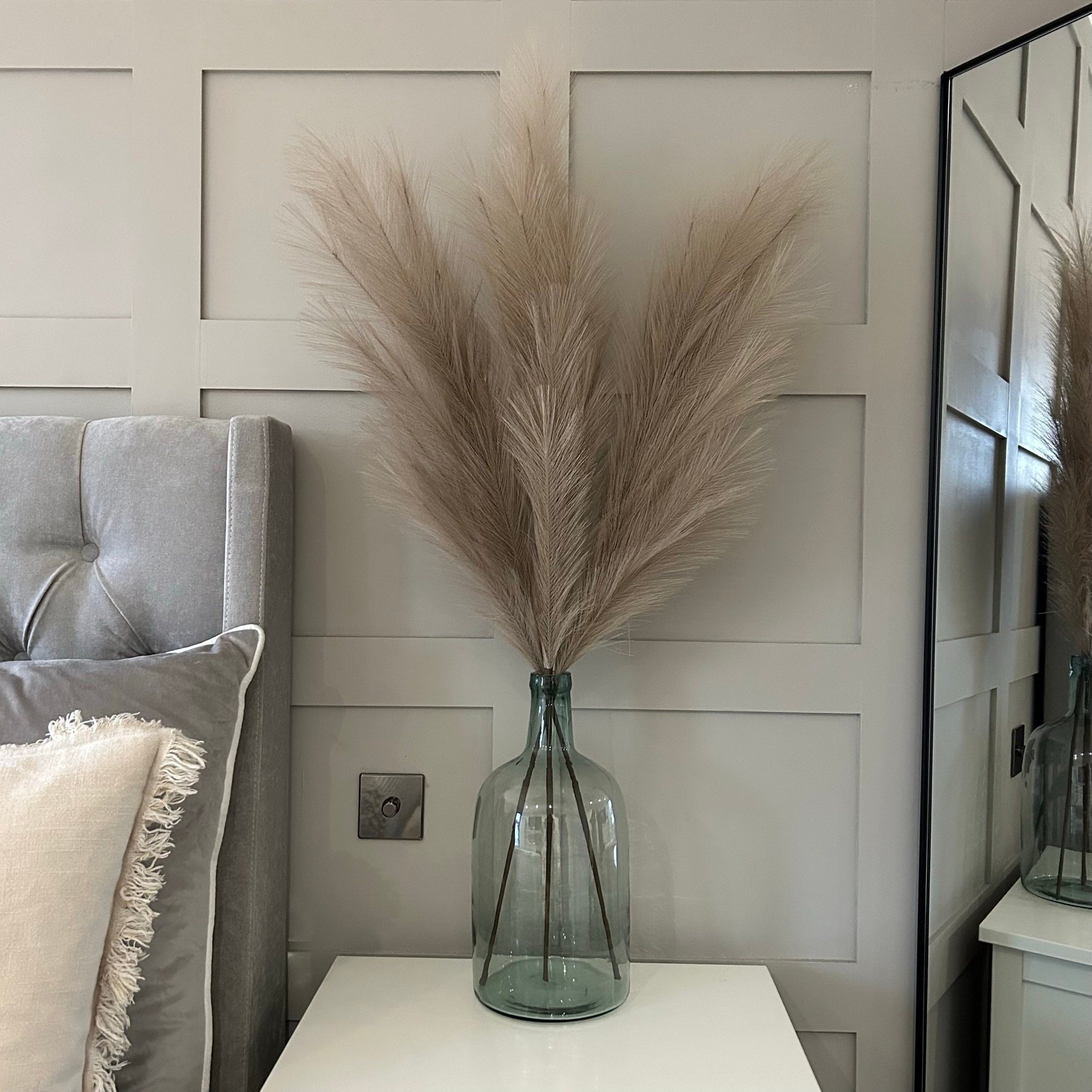 X3 STEMS 115cm Extra Large Tall Fluffy TAUPE Fake Faux Artificial ...