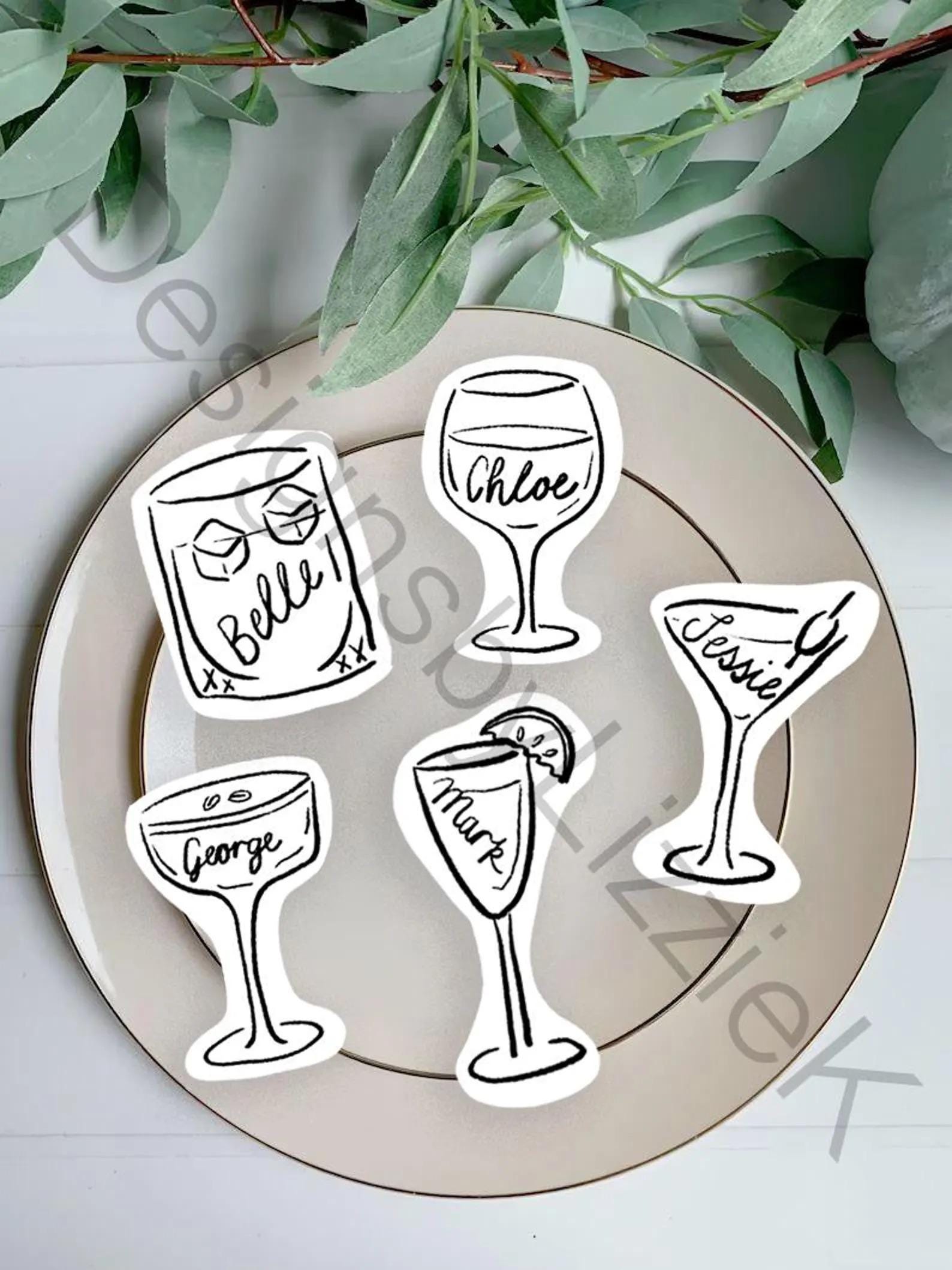 DIGITAL DOWNLOAD -- Cocktail/foodie Place Cards, Whimsical Place Card ...
