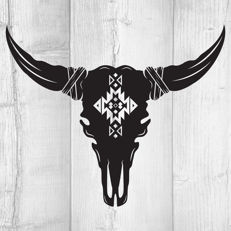 Black Bull Skull Aztec Vinyl Decal - Etsy