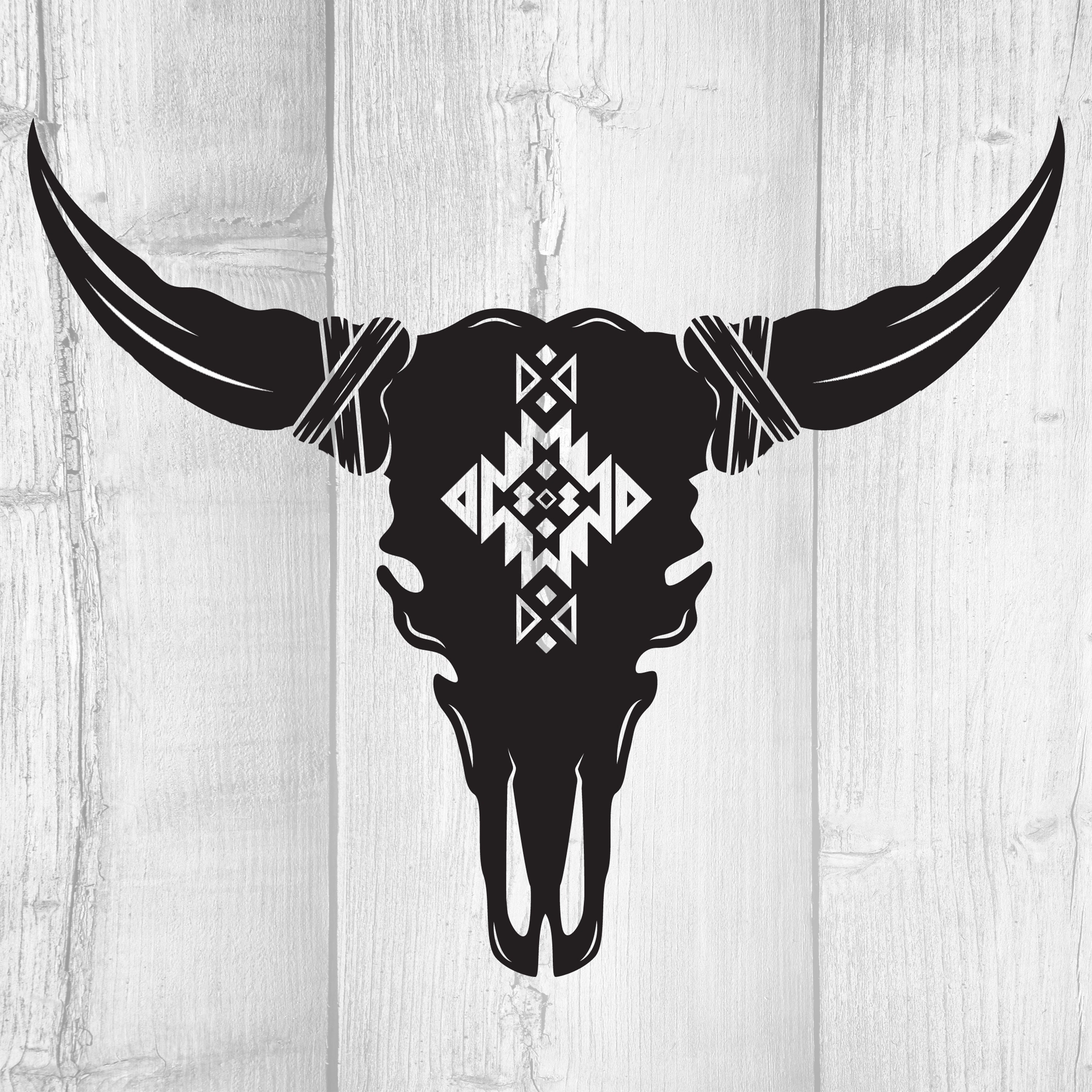 Black Bull Skull Aztec Vinyl Decal - Etsy
