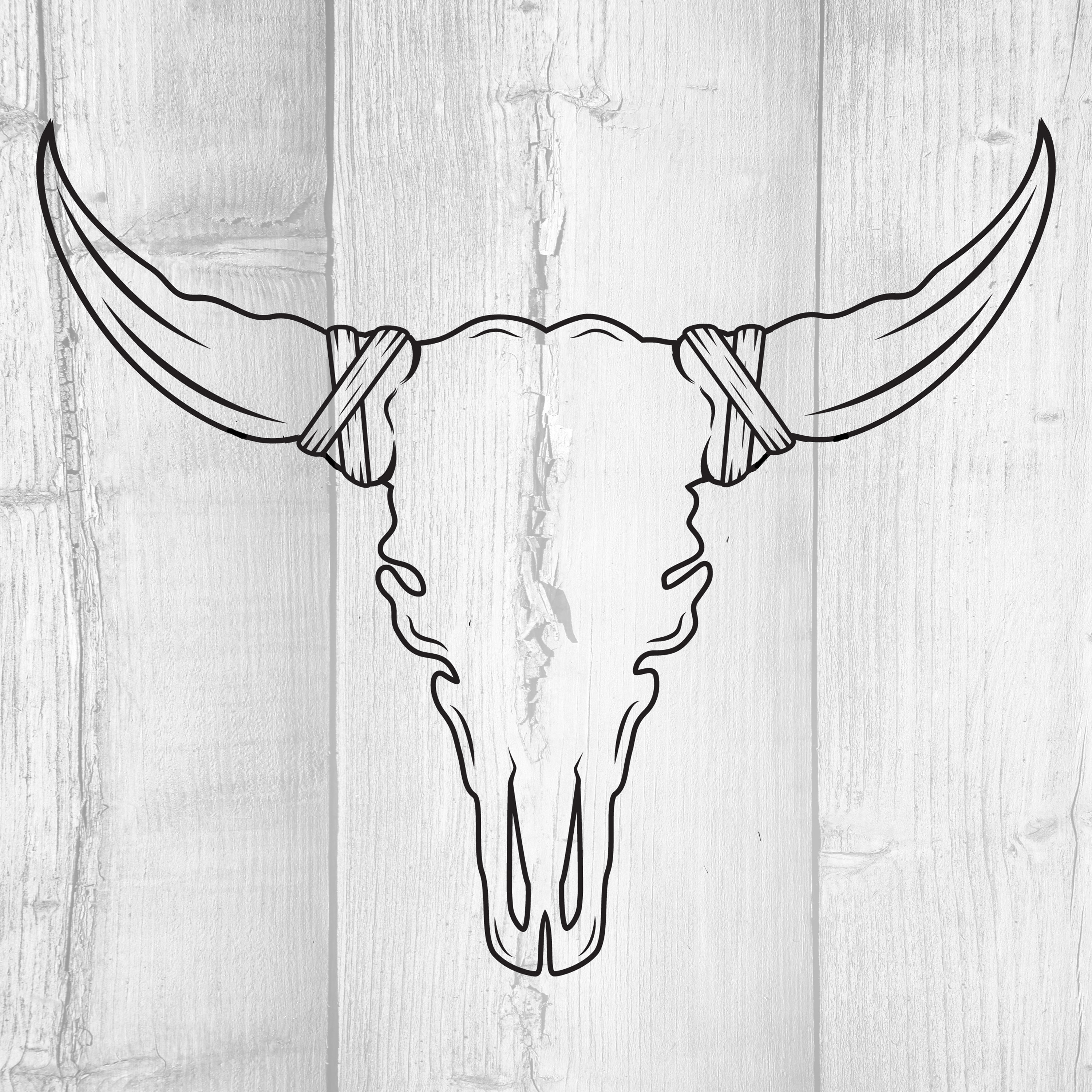 Outline Detailed Bull Skull Vinyl Decal - Etsy Ireland