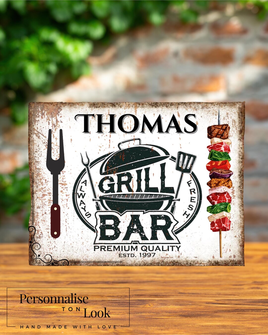 Vintage Metal Barbecue Sign, Personalized Gift Barbecue Grill Sign ...