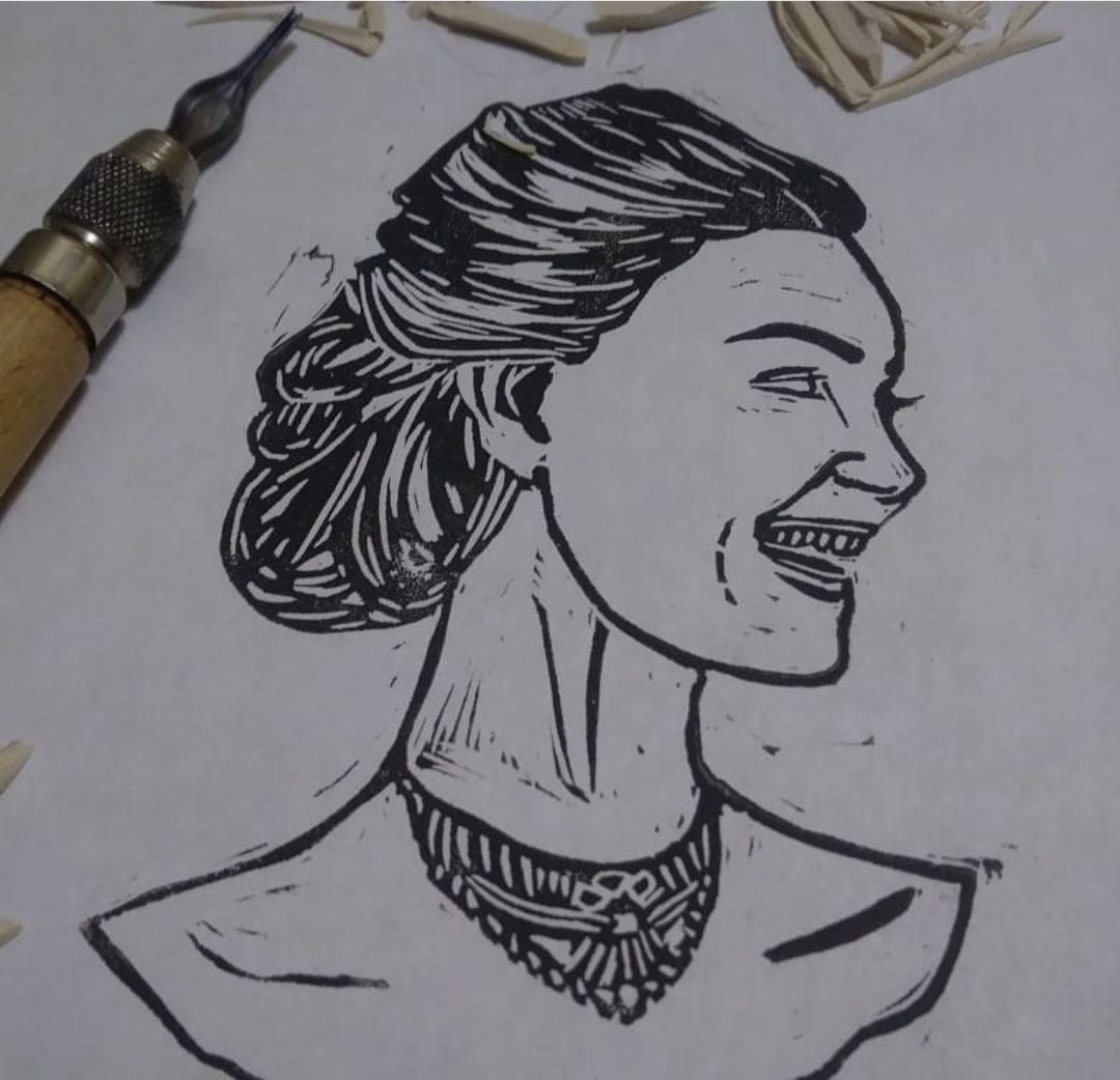 Custom Carved Linocut Face Stamp Made to Order - Etsy