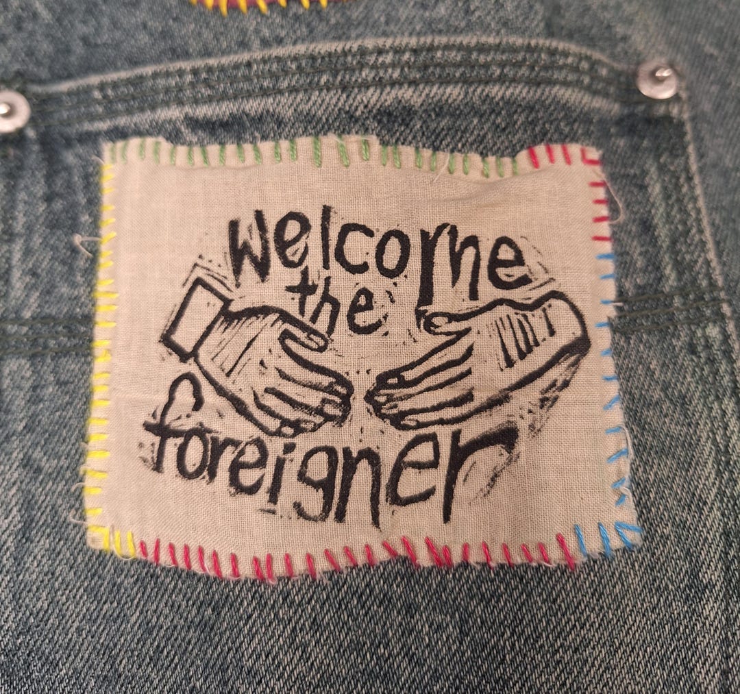 Welcome the Foreigner Linocut Patch - Etsy