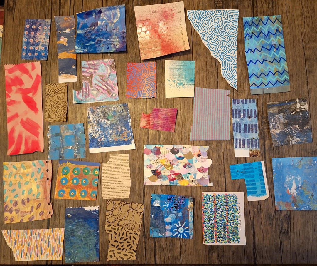 Collage Scrap Pack #1, Blue and Pink, Ephemera for Mixed Media ...