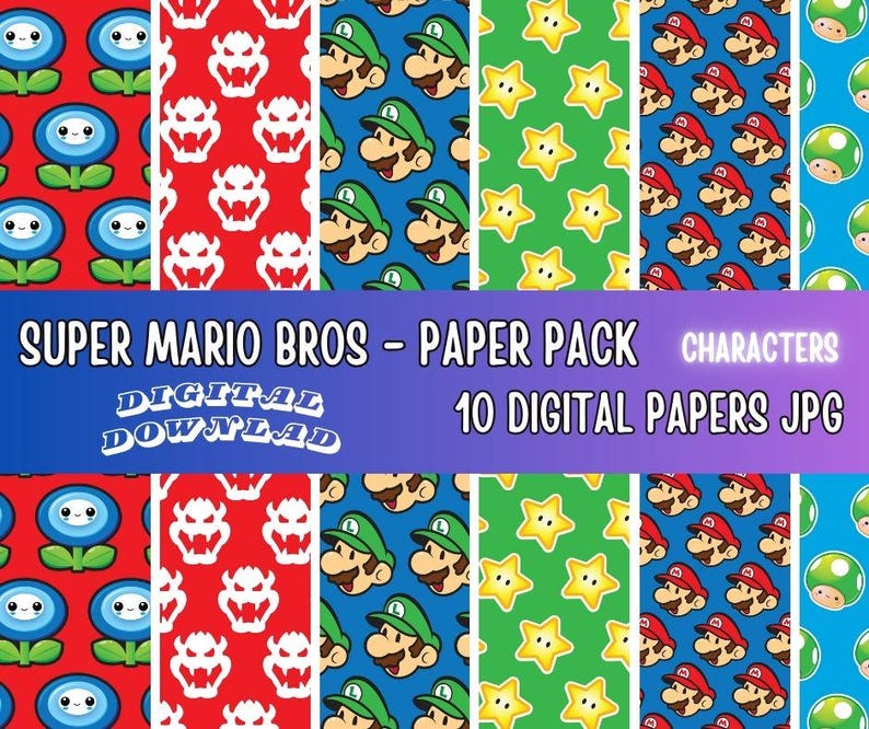 PAPER MARIO BROS- Patterns Super Mario Bros Jpg - Etsy
