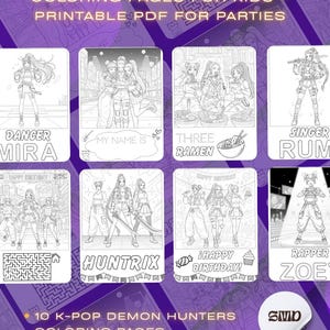Huntrix,k-pop Demon Hunters Coloring Pages for Kids, Printable PDF for ...