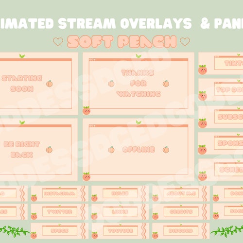 Twitch Peach Stream Overlay / Streamer Graphics / Kawaii / - Etsy