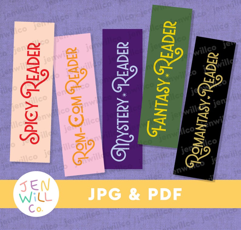 Printable Bookmark Set, Romance, Rom-com, Romantasy, Fantasy and ...