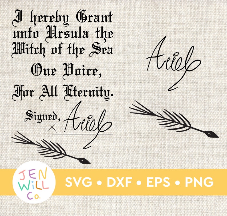 Mermaid Contract SVG: Ariel's Signature Clipart (digital Download ...